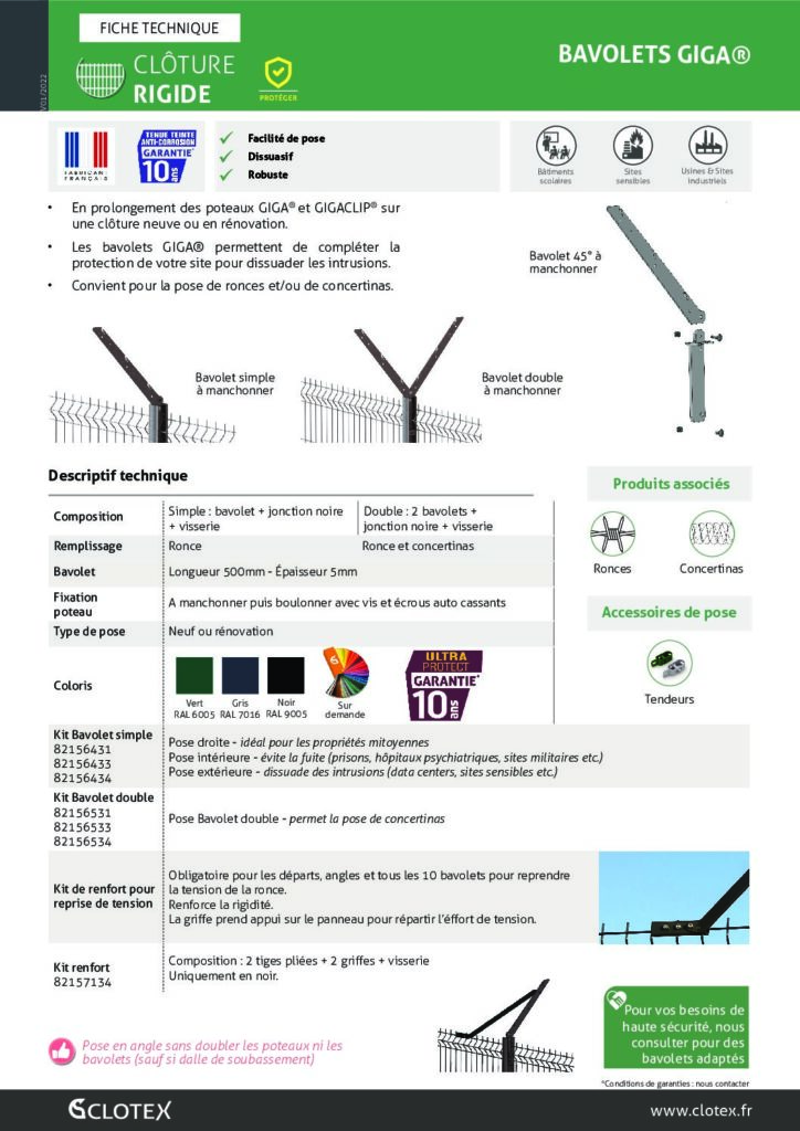 Bavolets Giga® - CLOTEX - L'expert Clôture