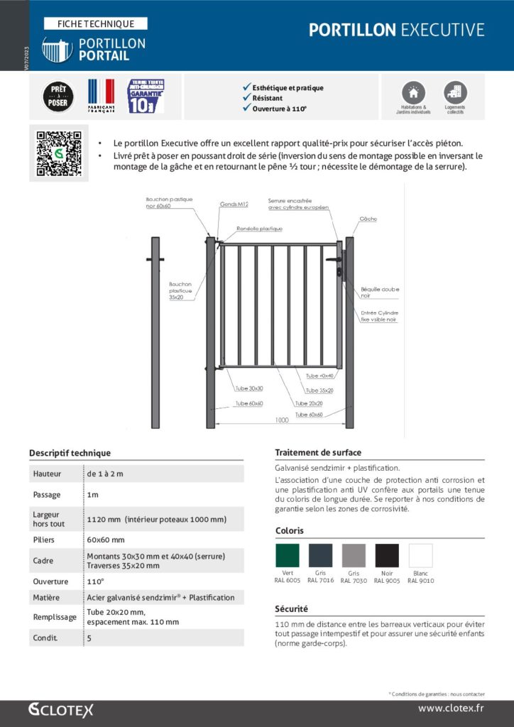 Portillon Executive - CLOTEX - L'expert Clôture